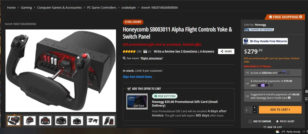 Newegg running a deal on honeycomb yoke if anyone is interested | Scrolller