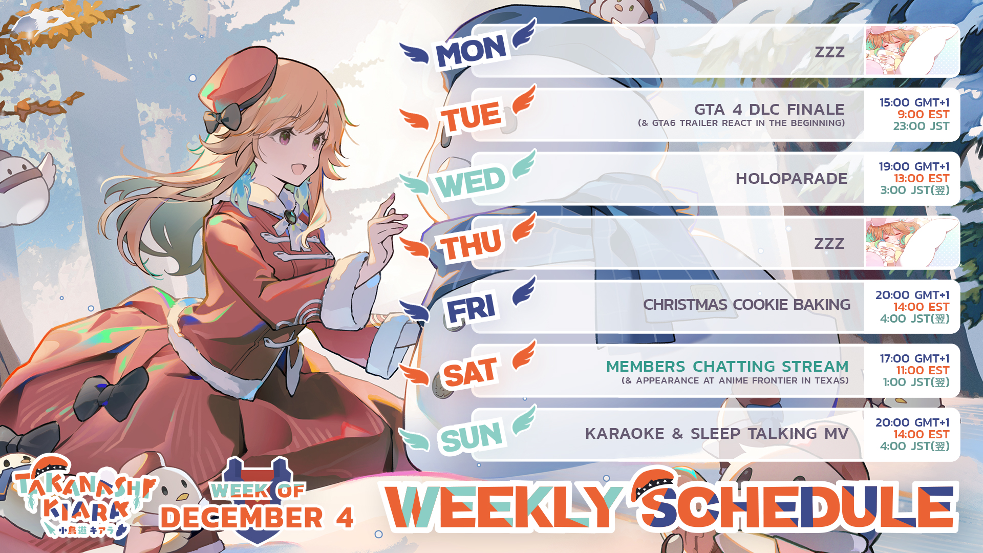Kiara's schedule for the week! | Scrolller
