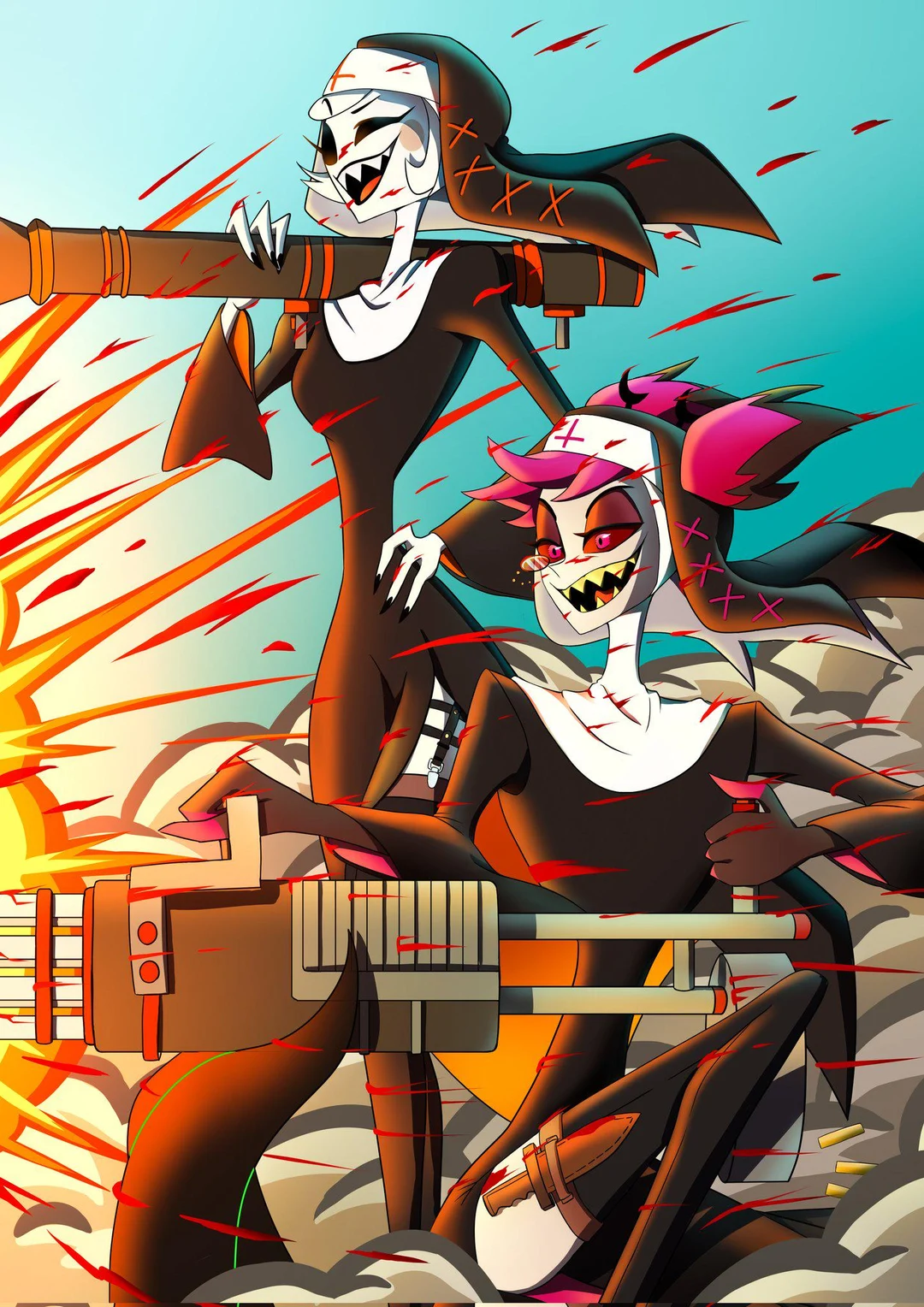 The Sisterhood of Violence! 🦌🌹By @machiko3334 on Twitter (Is that a 40k assault cannon?) | Scrolller