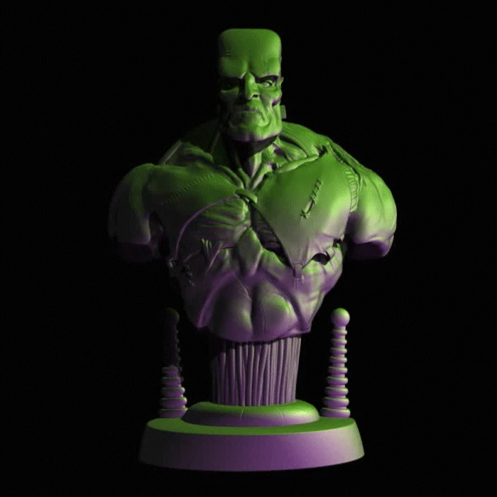 Frankenstein's Monster Bust, Mike Wulf (me), zBrush digital sculpture, 2023 | Scrolller