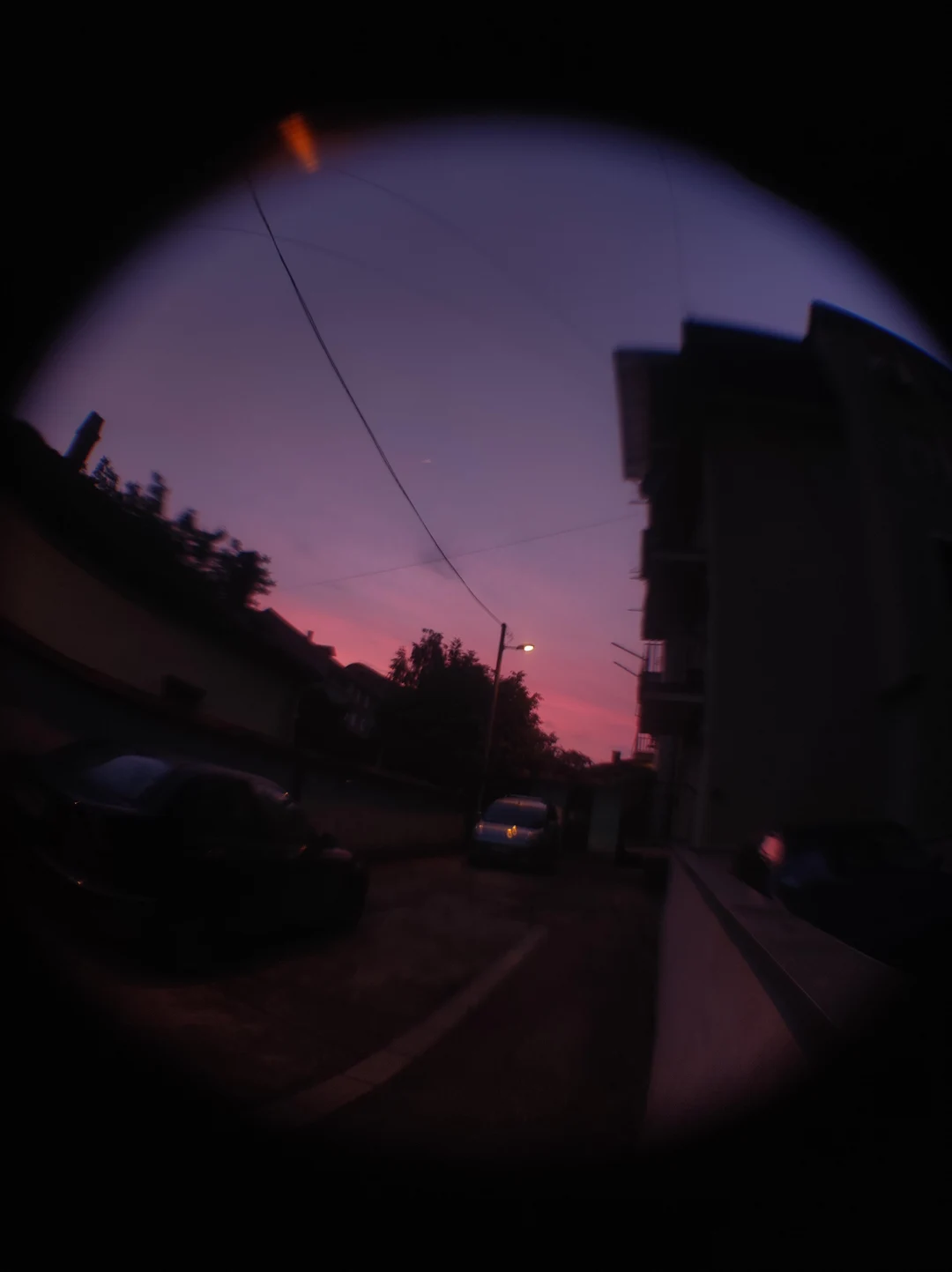 ITAP with a fisheye lens on a pink sunset. | Scrolller