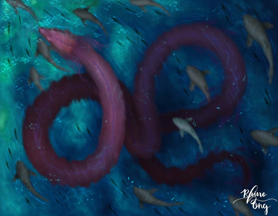 Sea Dragon with Sharks by Raine Ong | Scrolller