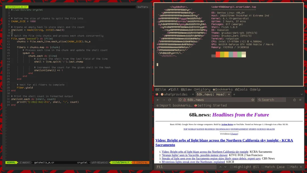 [Ratpoison + Gruvbox] Emergit! | Scrolller