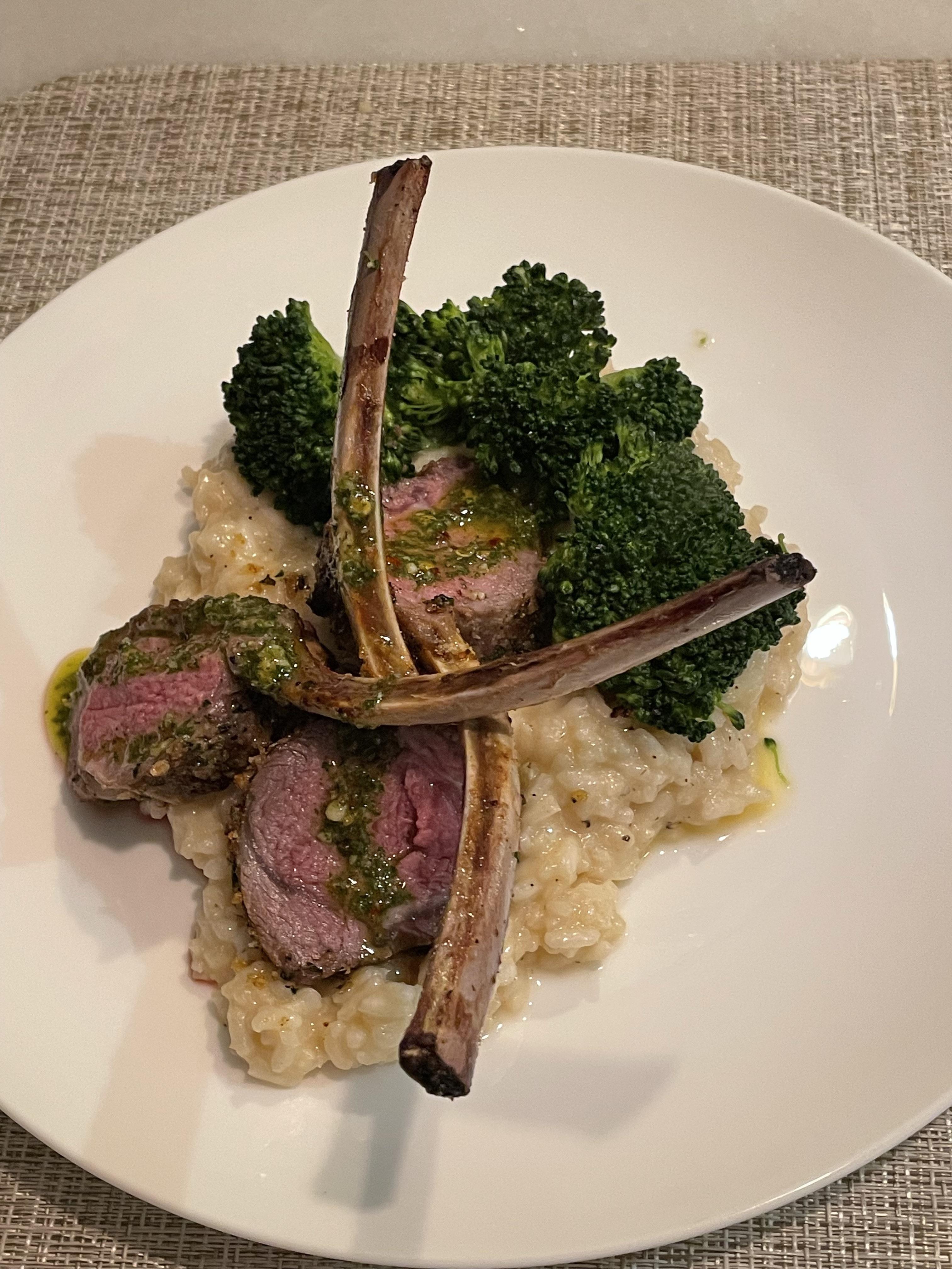 Rack of Lamb with Chimichurri, Risotto and Broccoli [homemade] | Scrolller