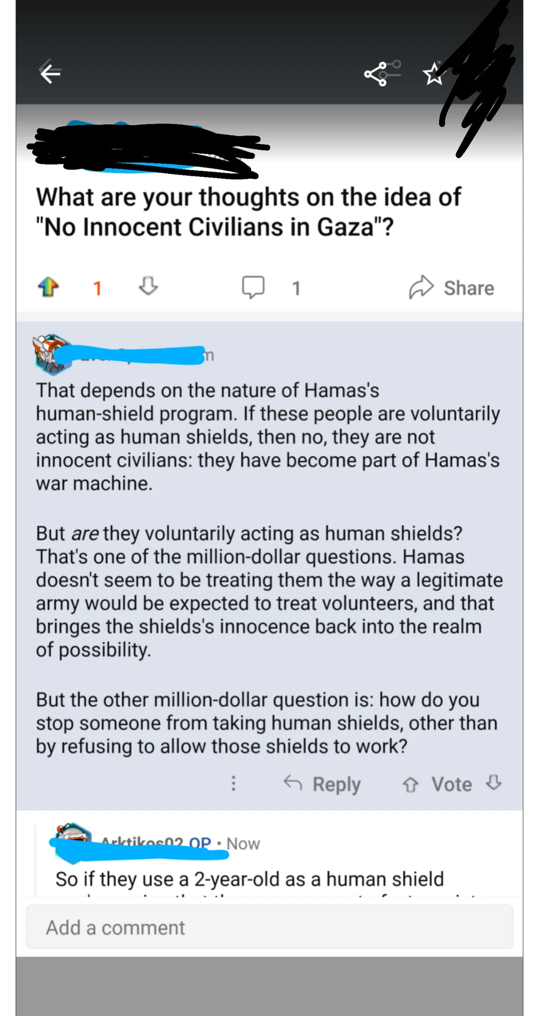 There it goes with the whole human shield thing again. | Scrolller