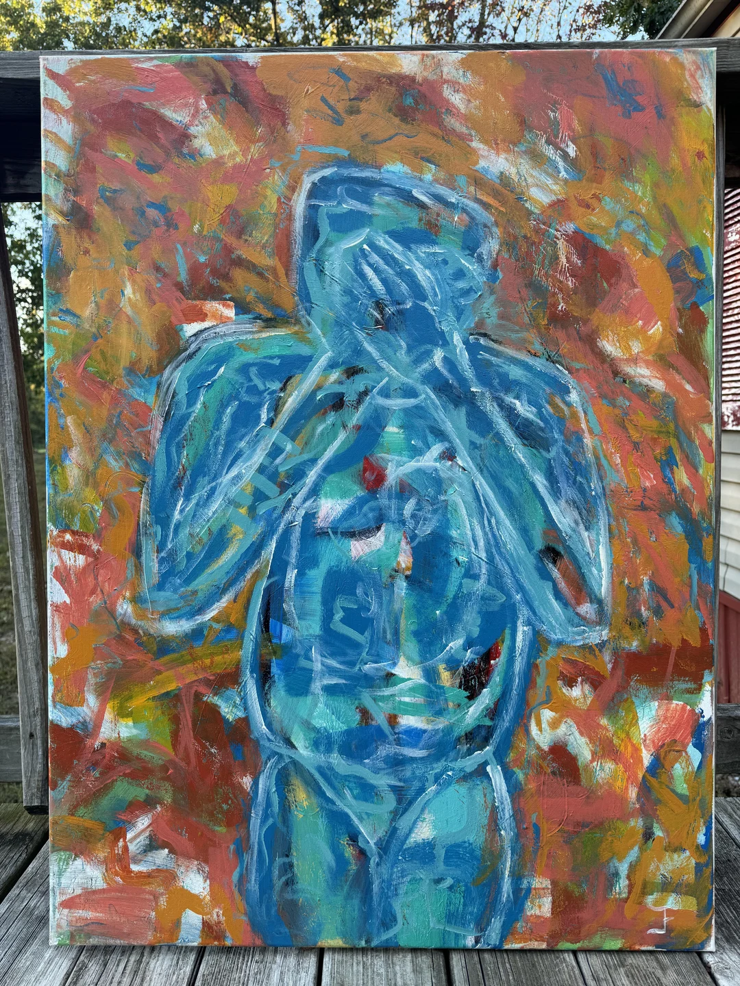 Just finished this piece, it’s my first time incorporating a figure into an abstract | Scrolller