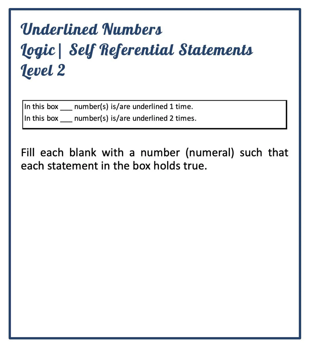 Underlined Numbers - A Self Referential Puzzle | Scrolller
