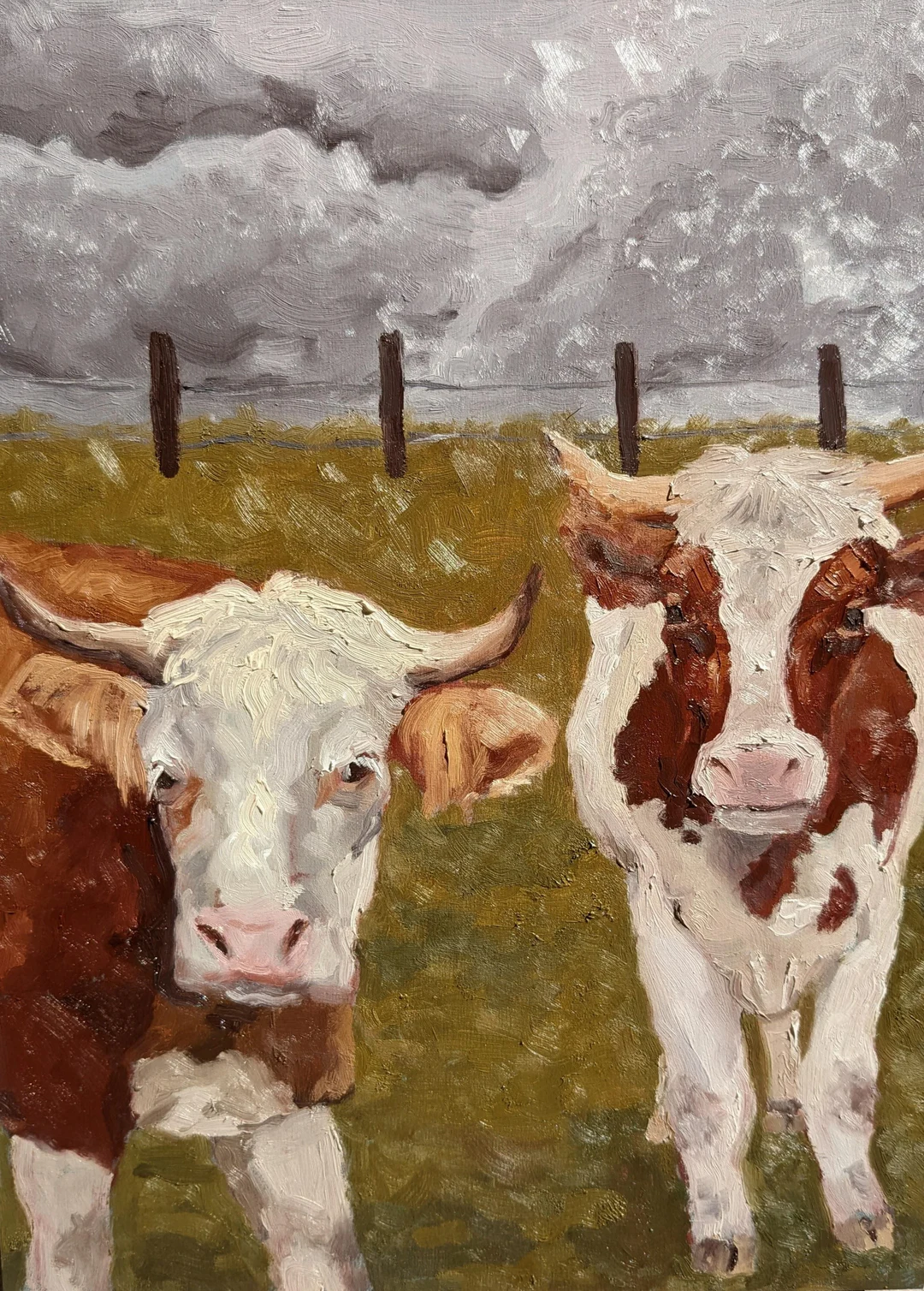 Cows in the field, Kelsey Clarke/Me, oil on wood panel, 2022 | Scrolller