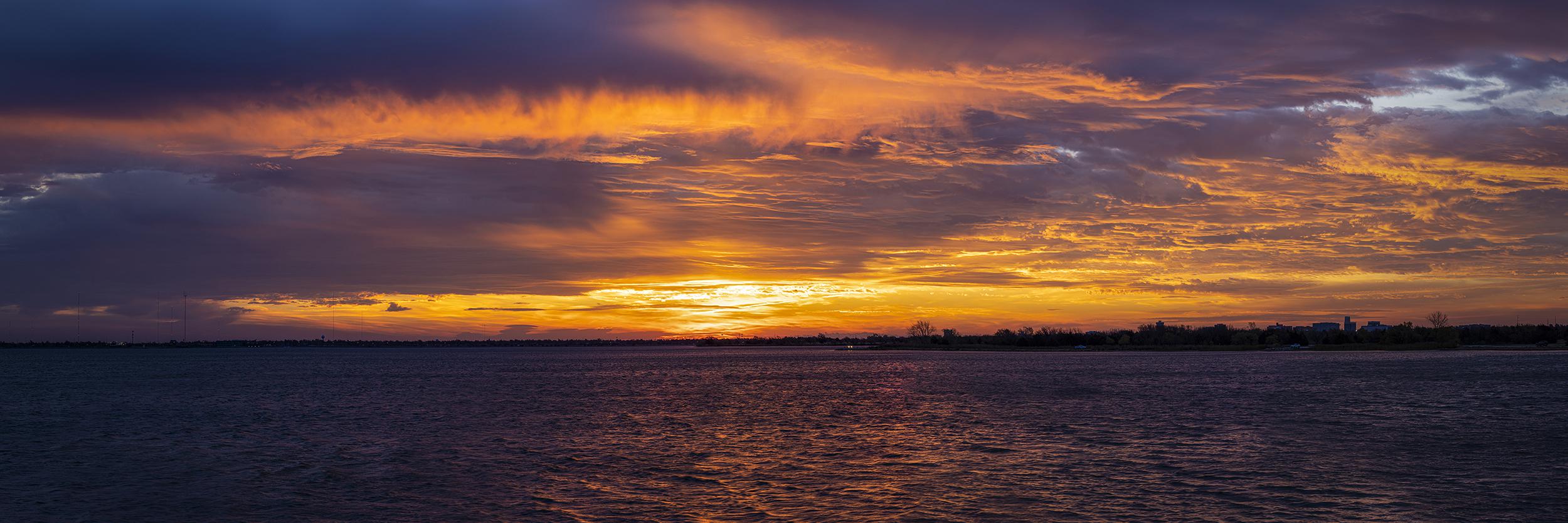 Panoramic Sunrise Over Lake Hefner | Scrolller