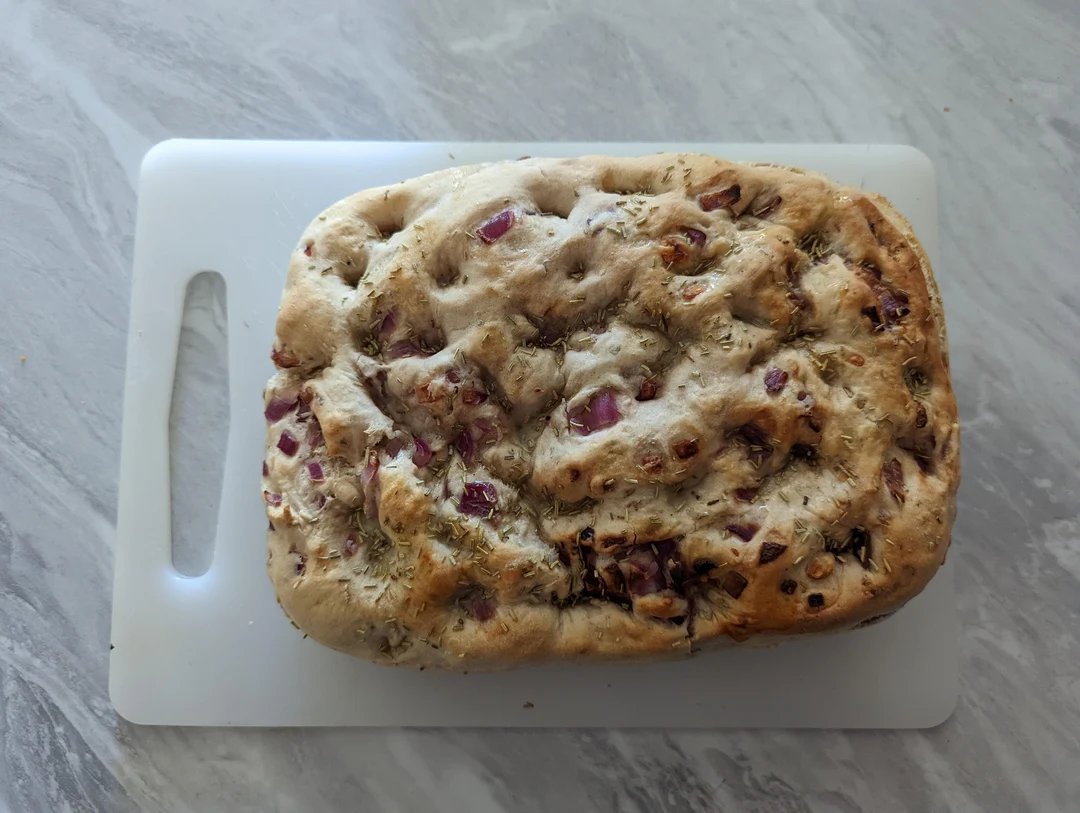 Made some red onion focaccia. First time making bread :) | Scrolller