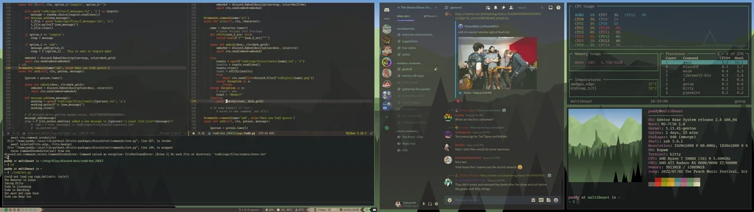 [bspwm] Was told that forest wallpapers look great with gruvbox. Decided to do some recoloring ...