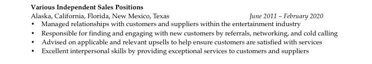 Resume example, what I put on my resume to cover my time dancing. | Scrolller