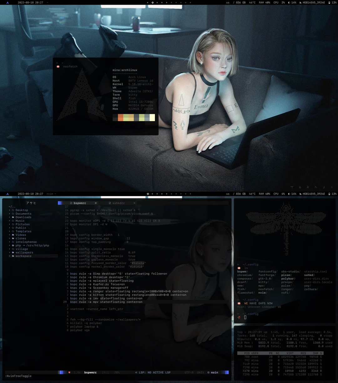 [BSPWM] comfy with arch | Scrolller