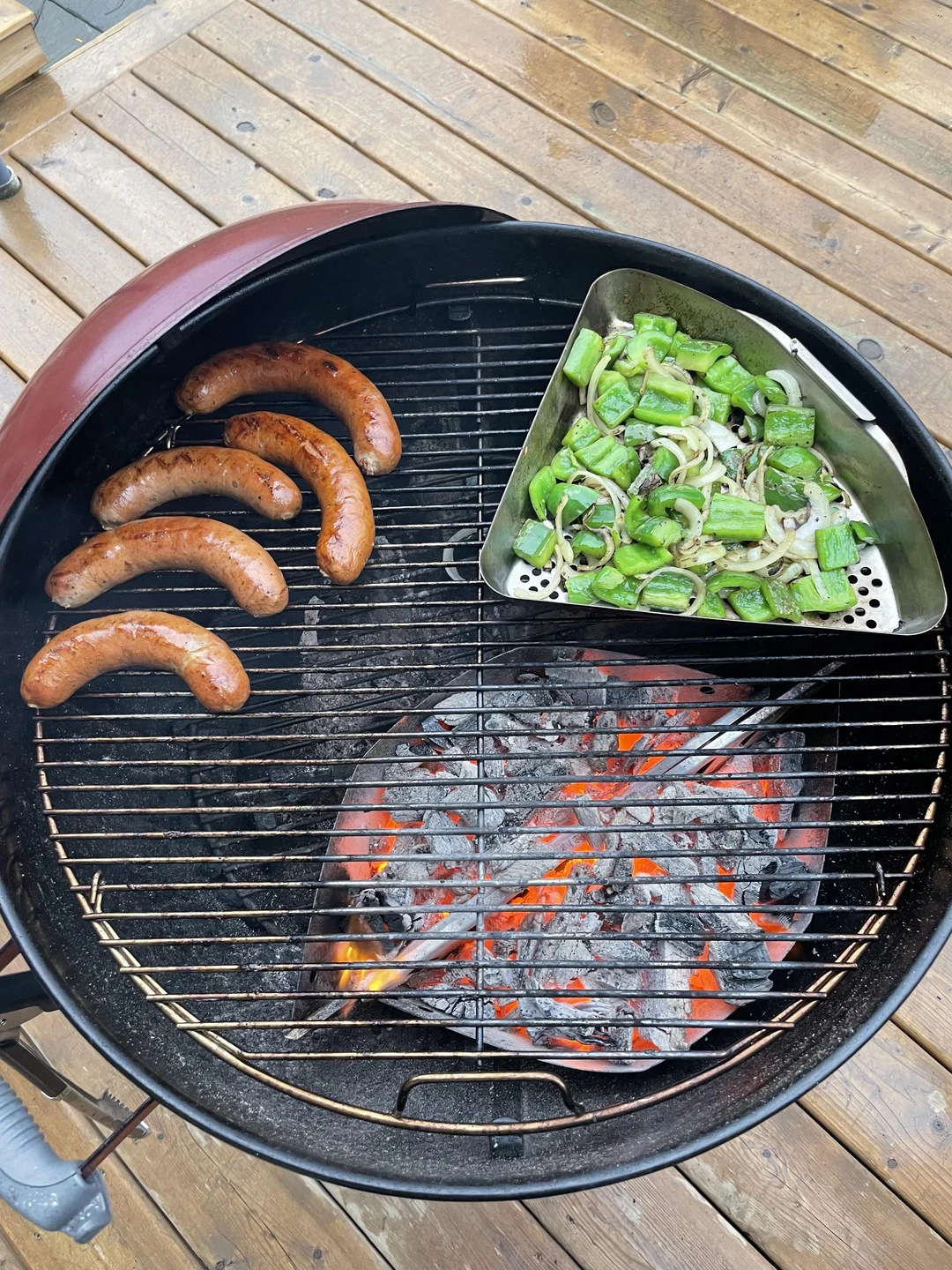 Home made sausage and a side of veggies on the grill tonight. | Scrolller