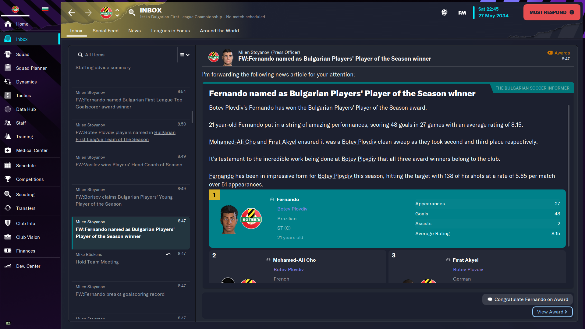 This is the best goalscoring season I've ever had from a striker ...