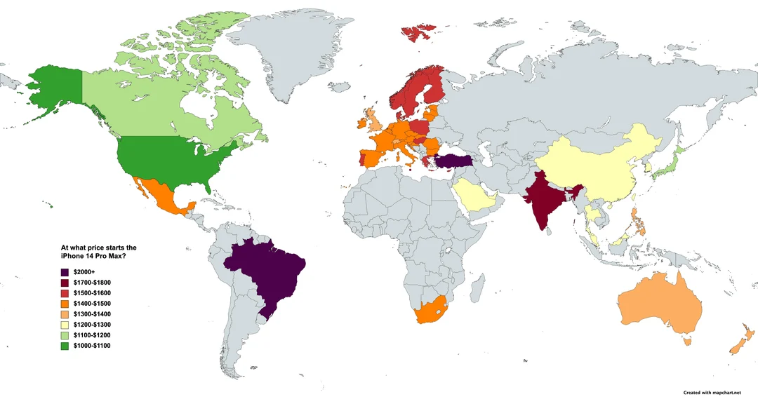 Starting price of the iPhone 14 Pro Max in different countries | Scrolller