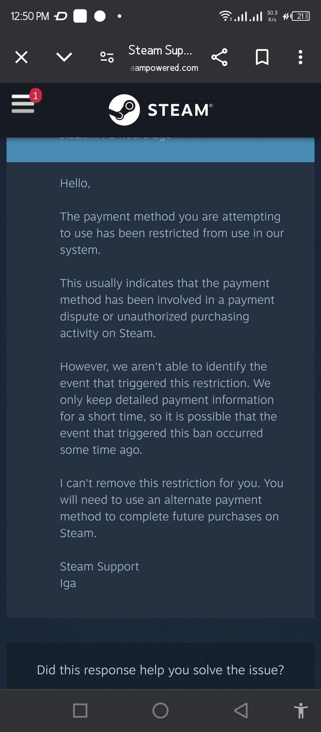 Steam restricted my payment method | Scrolller