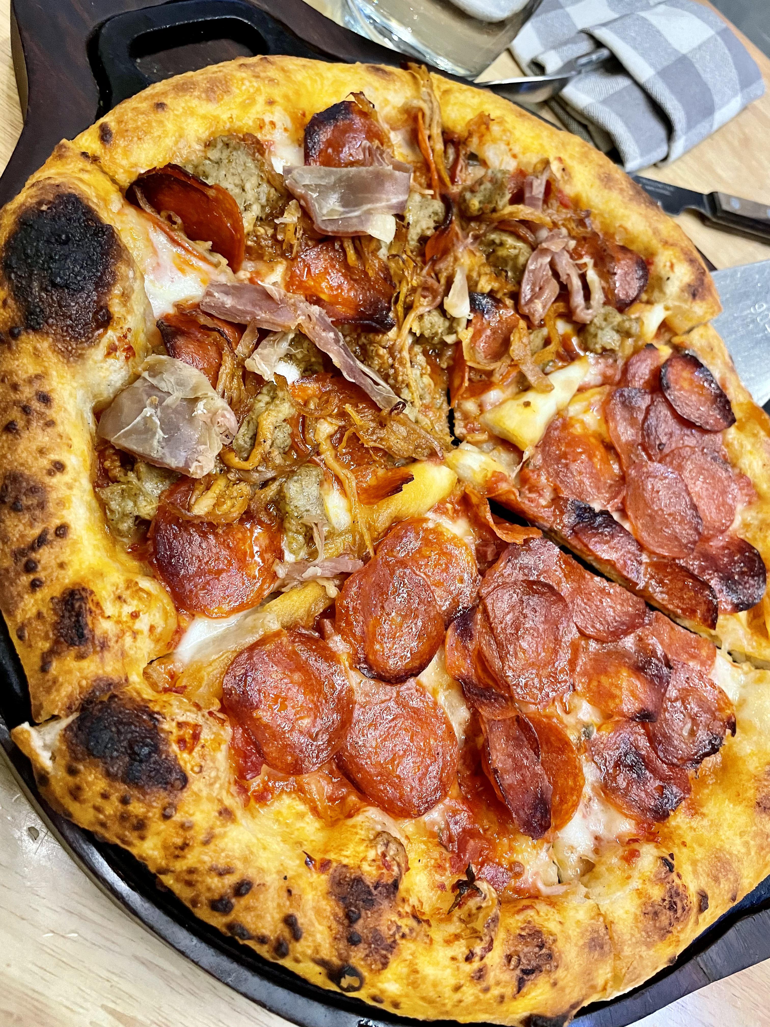 Half n half double pepperoni and meat lovers’ pizza at TBSP : Tablespoon | Scrolller