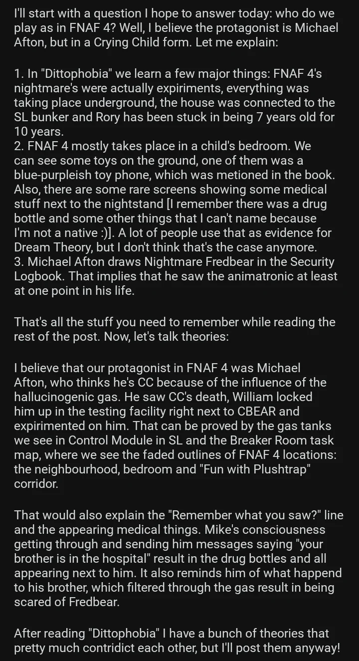 My Dittophobia/FNAF4 theory | Scrolller