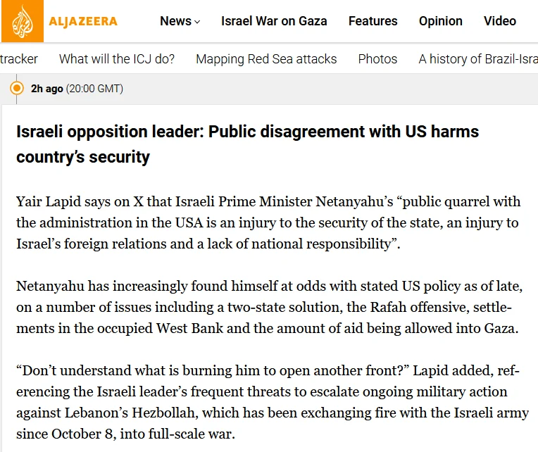 Israeli opposition leader: Public disagreement with US harms country’s security | Scrolller