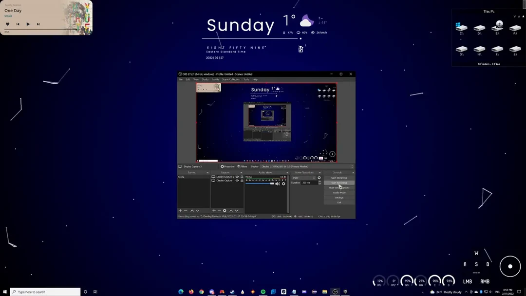 Been using Rainmeter for a few years now, here's my first attempt at a proper, cohesive setup ...