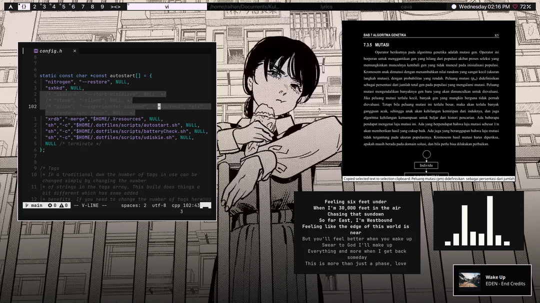 [dwm] quite boring college setup | Scrolller