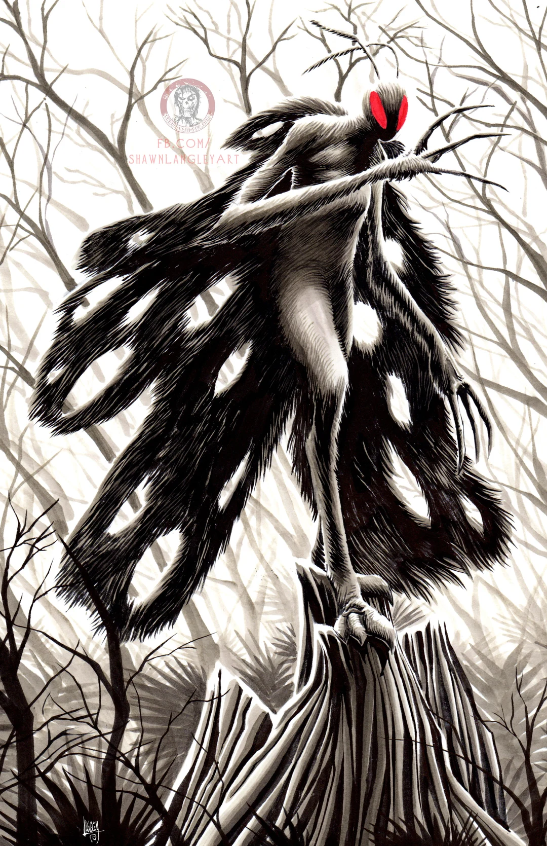 My artwork of the legendary Mothman, created with Copic markers. | Scrolller