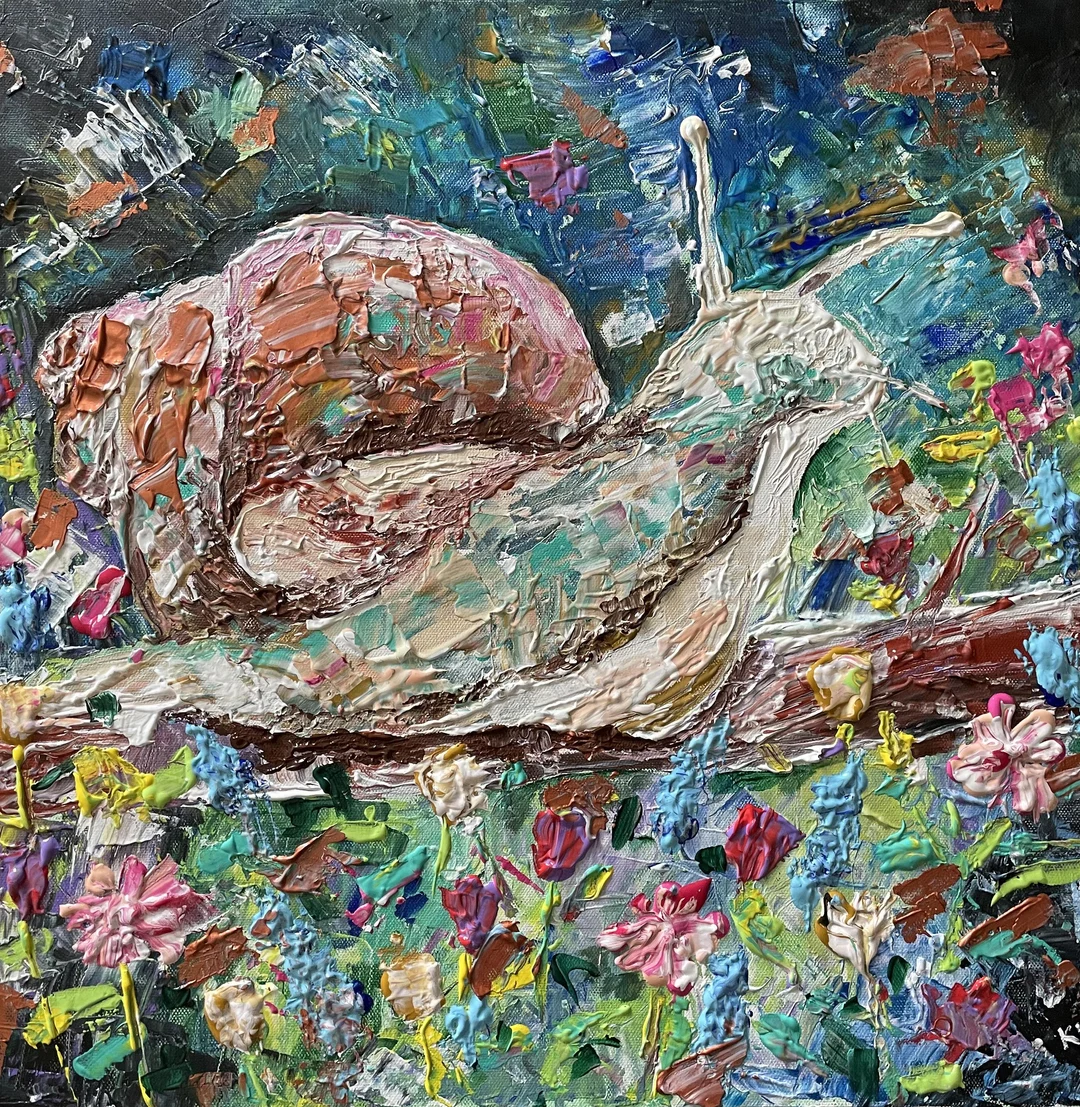 Snail, Tiny-Reveal, Acrylic on Canvas, 2024 | Scrolller