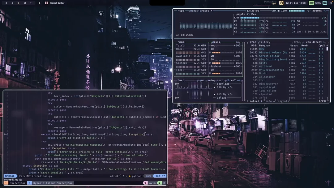 [Yabai + SketchyBar] Dynamic Island on macOS (Catppuccin themed) | Scrolller