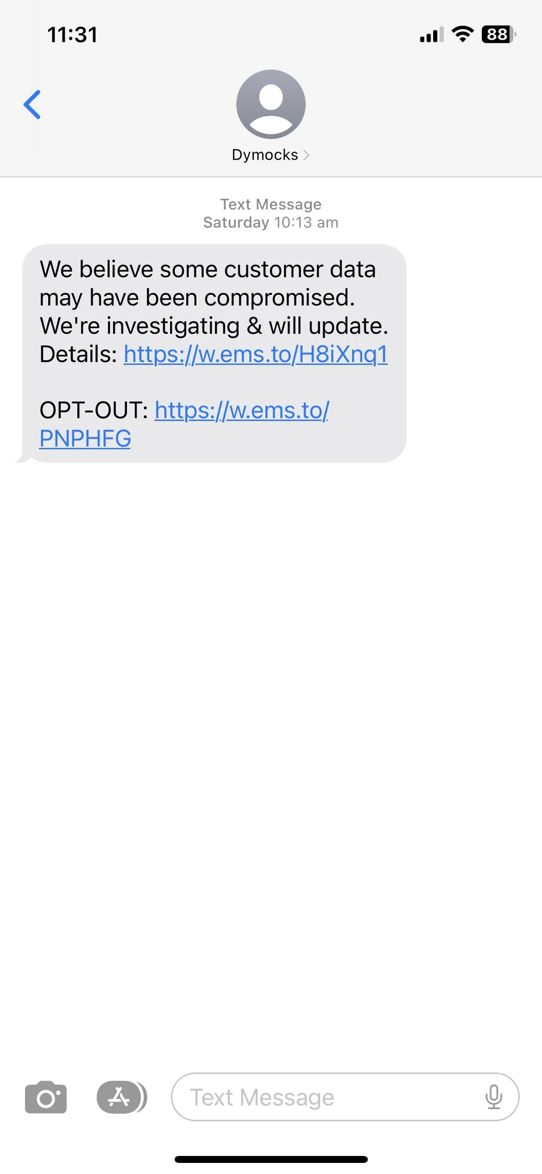 Anyone else get a txt over the weekend from Dymocks say data has be compromised? | Scrolller