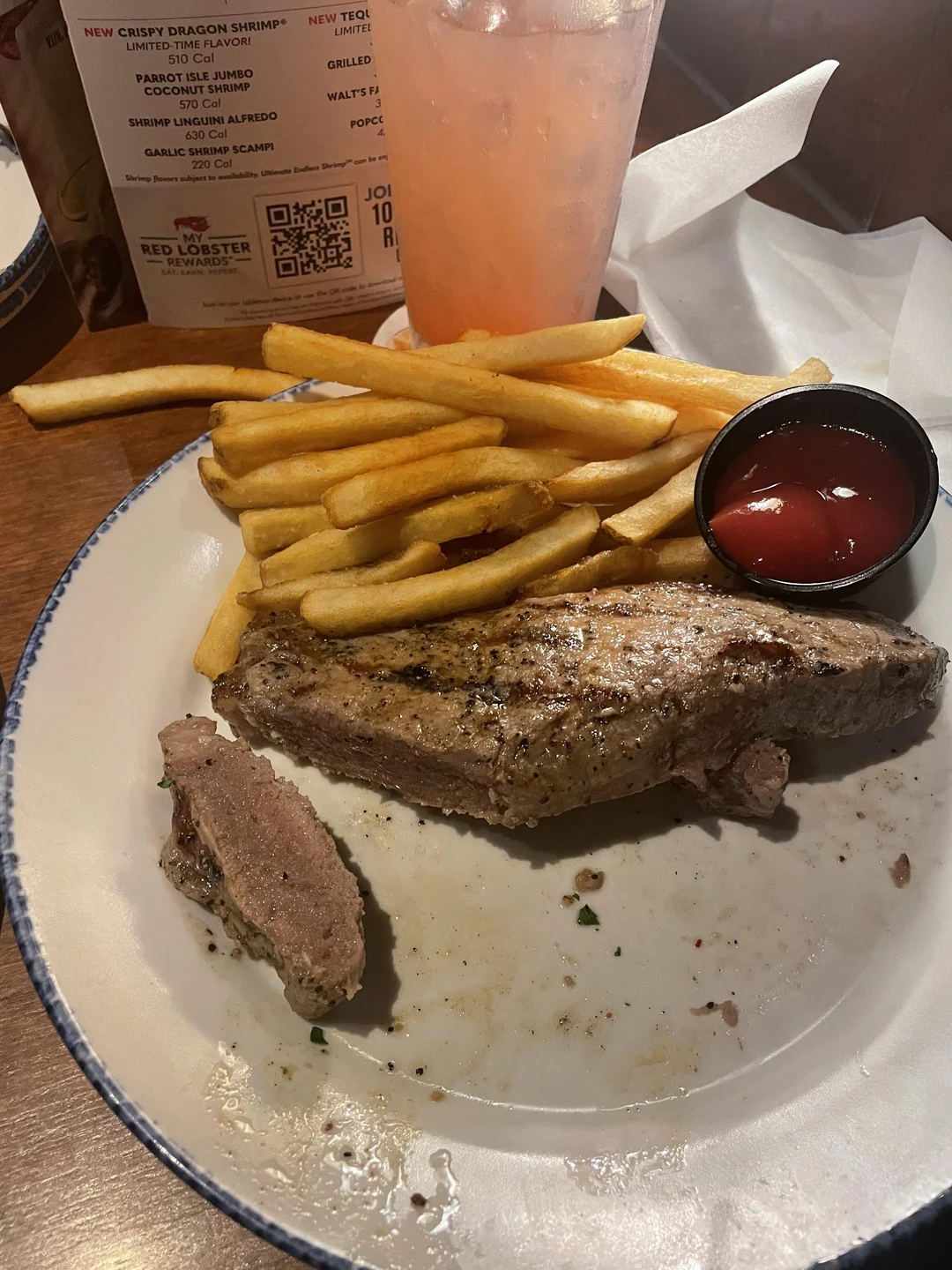 Red Lobster medium rare New York strip | Scrolller