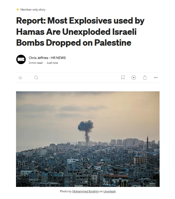 Report: Most Explosives used by Hamas Are Unexploded Israeli Bombs Dropped on Palestine | Scrolller