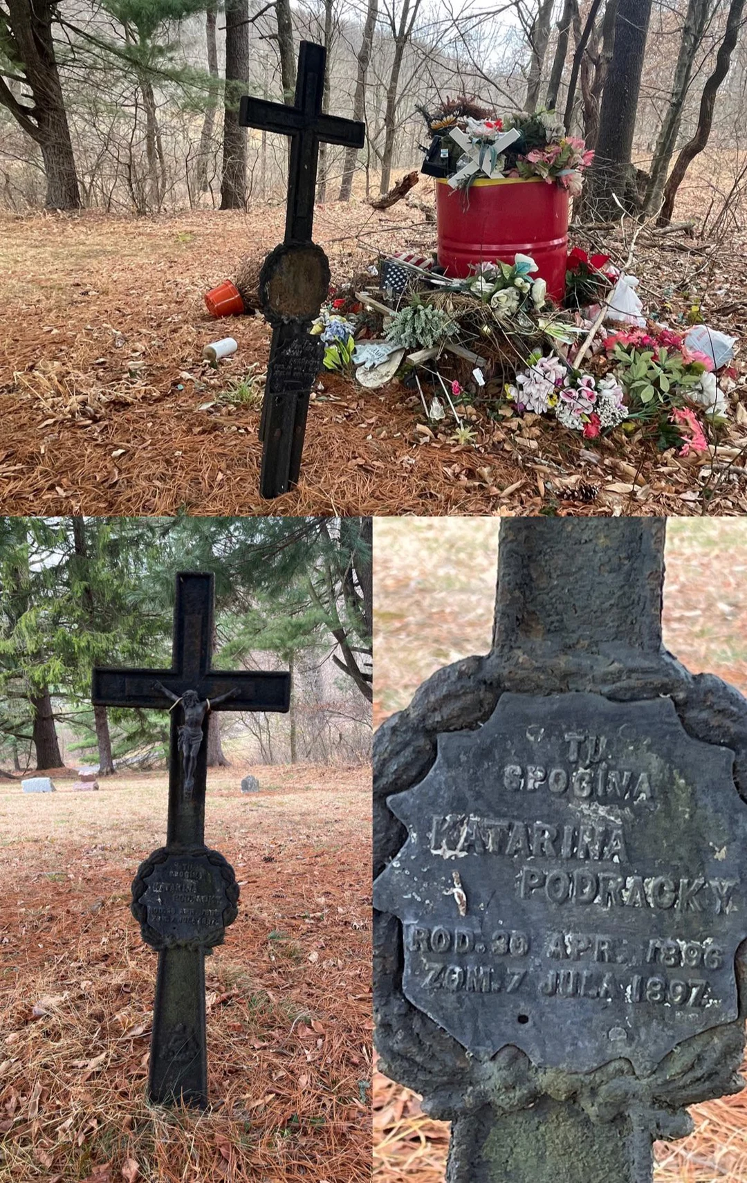 Two graves in a Slovak Catholic cemetery in Southwestern Pennsylvania. Long forgotten right next ...