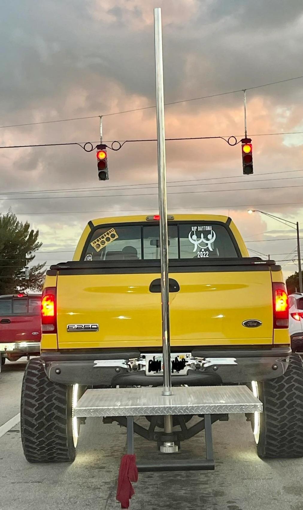 Stripper pole on truck. | Scrolller
