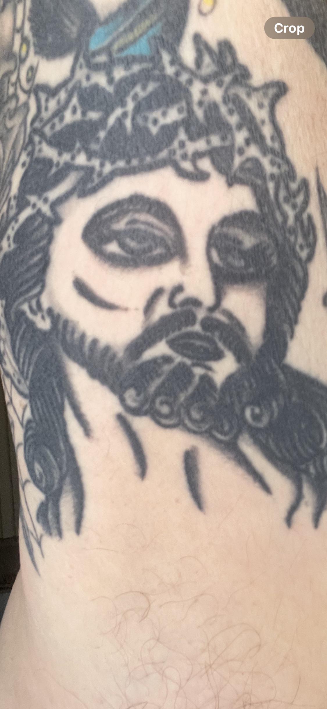 Black Jesus , upside down , inside of arm area , by my arm pit | Scrolller