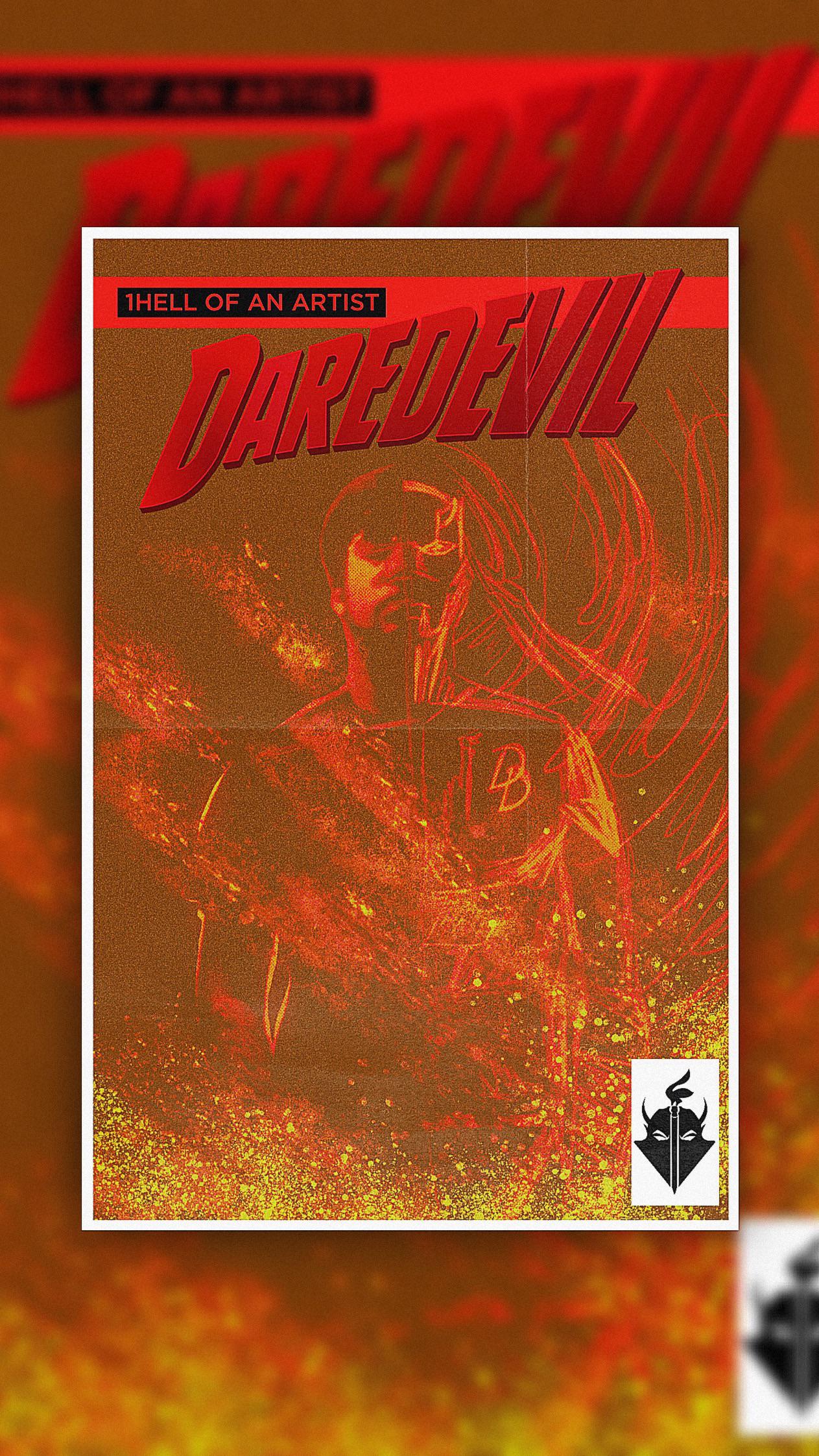 Daredevil graphic design comic cover experiment • yellow & red variants • made with procreate ...