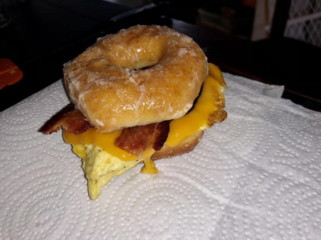 I made a bacon egg and cheese on a Shipley’s donut | Scrolller