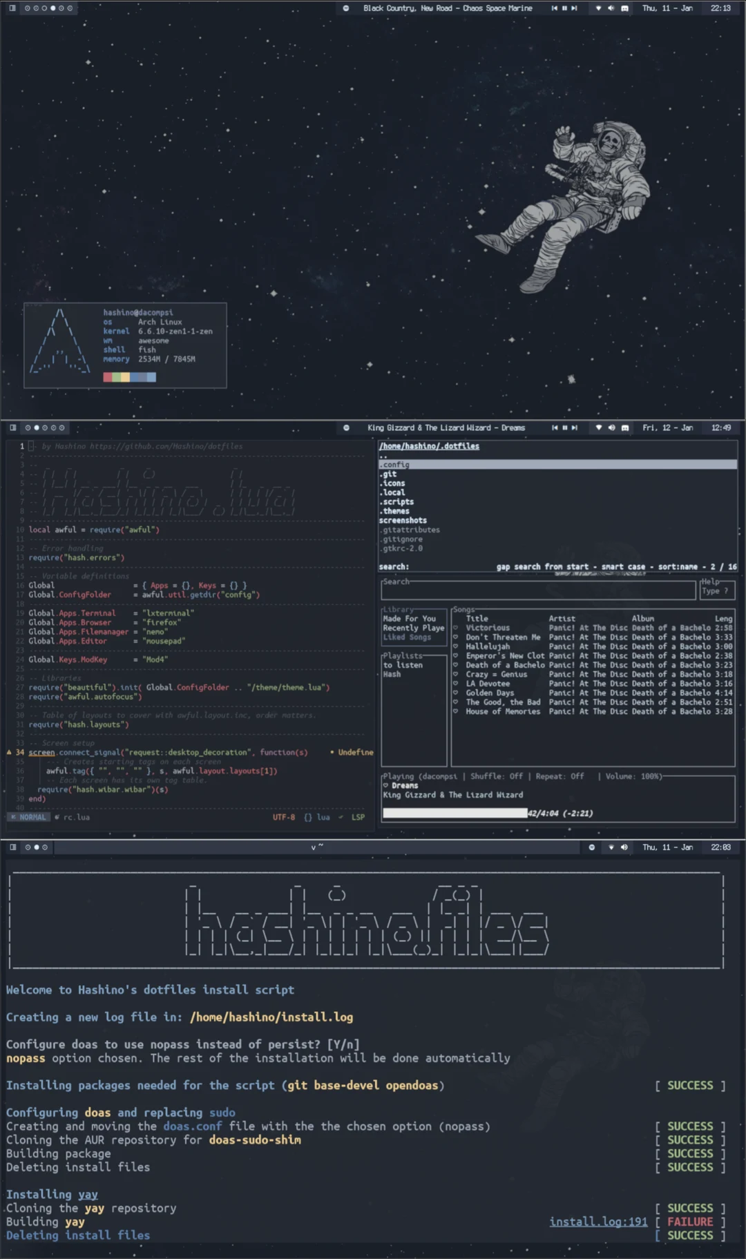 made a install script for my dotfiles | start of the year update [awesomewm] | Scrolller