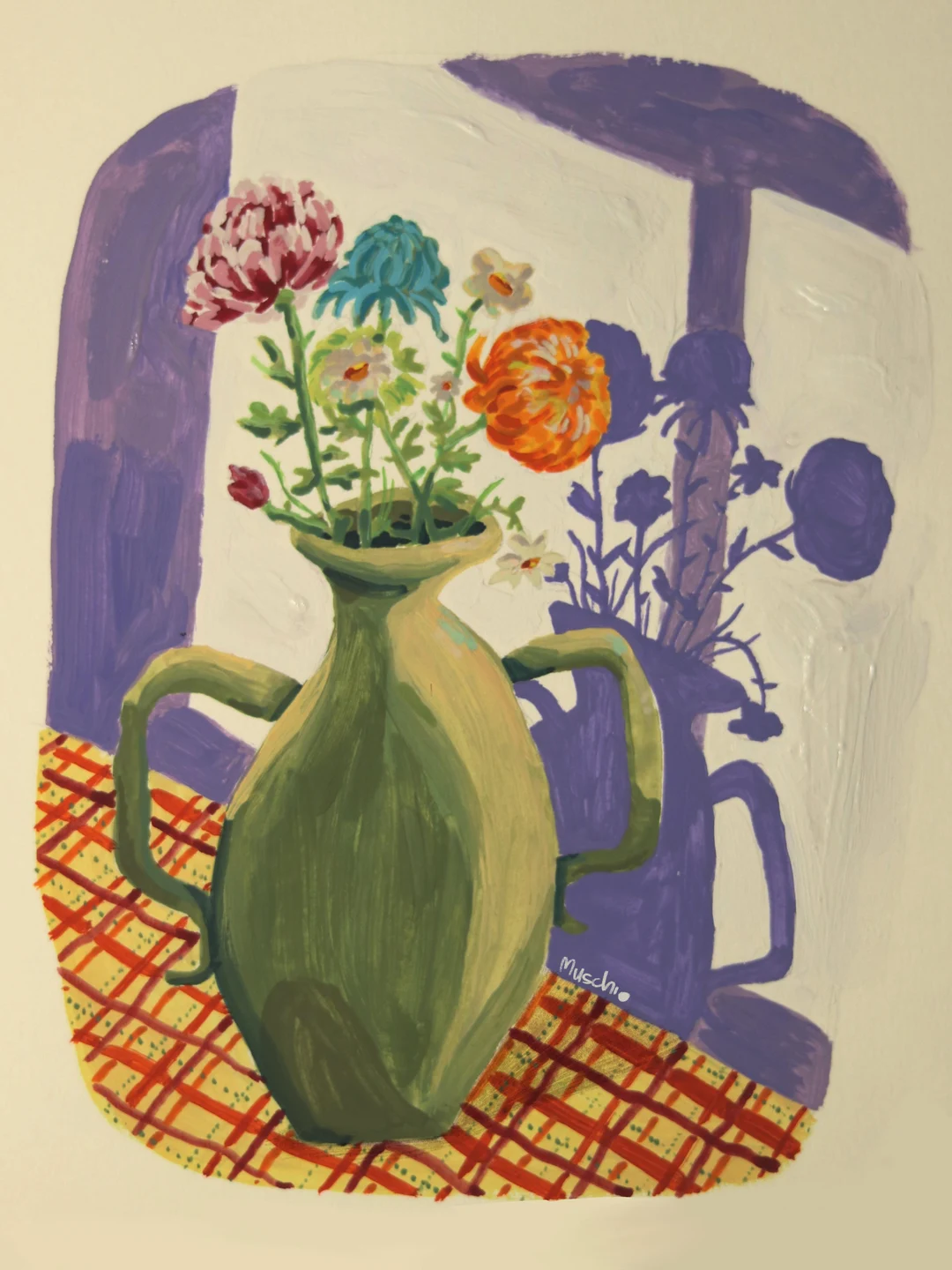 Window sill, me, gouache, 2023 | Scrolller