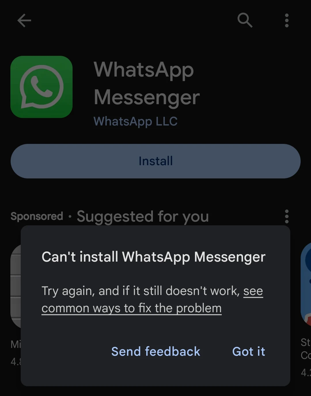 Can't Download Whatsapp | Scrolller