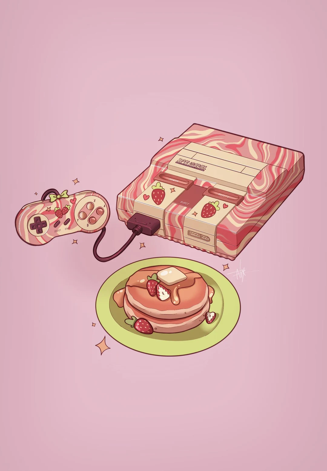 Strawberries and Cream Super Nintendo, Nix (me), procreate, 2023. | Scrolller