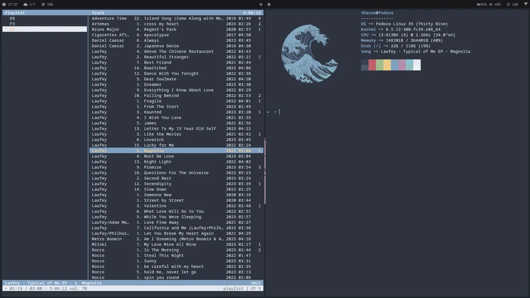 [I3-Gaps] light setup for my crappy school laptop (also guess who my favourite artist is ...