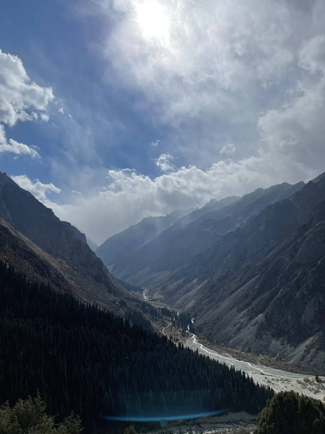 Misty mountains overlooking the river at Ala-Archa National Park, Kyrgyzstan [3024x4032] [OC ...