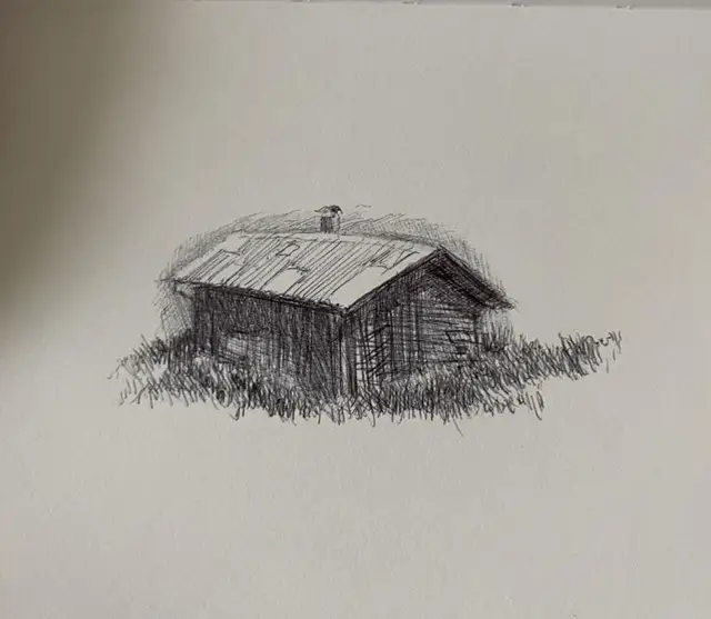 Small cabin, Me, Ballpoint pen, 2022 | Scrolller