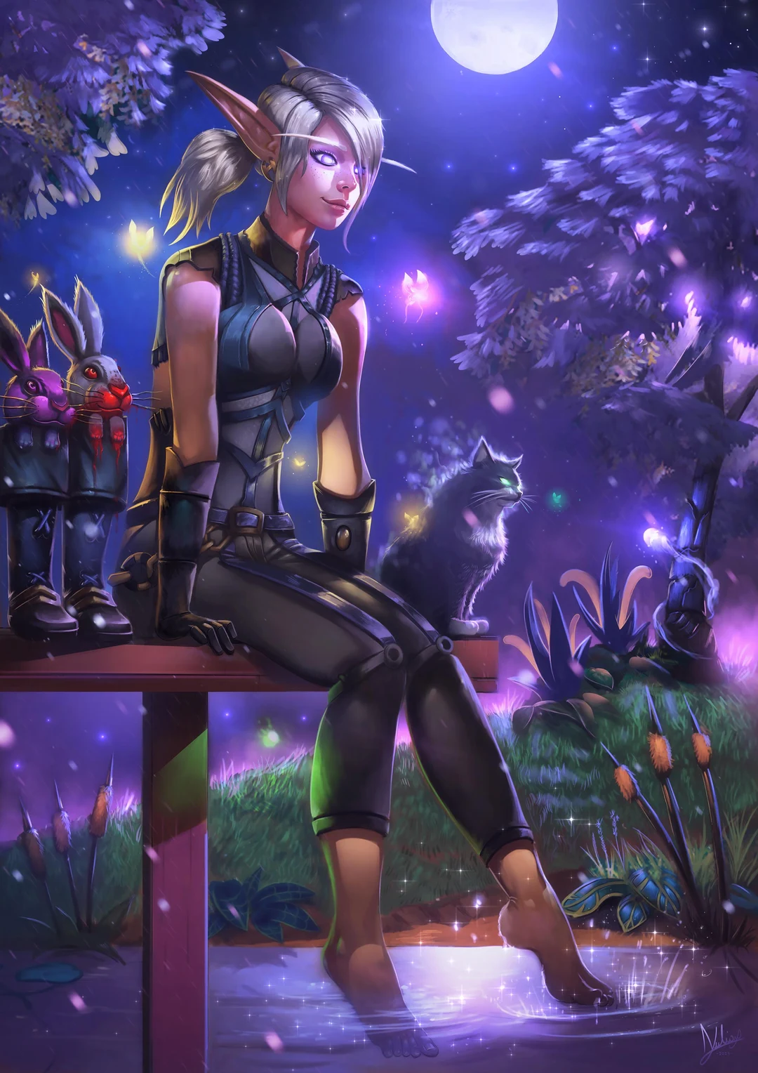 Void Elf rogue, a moment of peace. Commission made by Julien Black | Scrolller