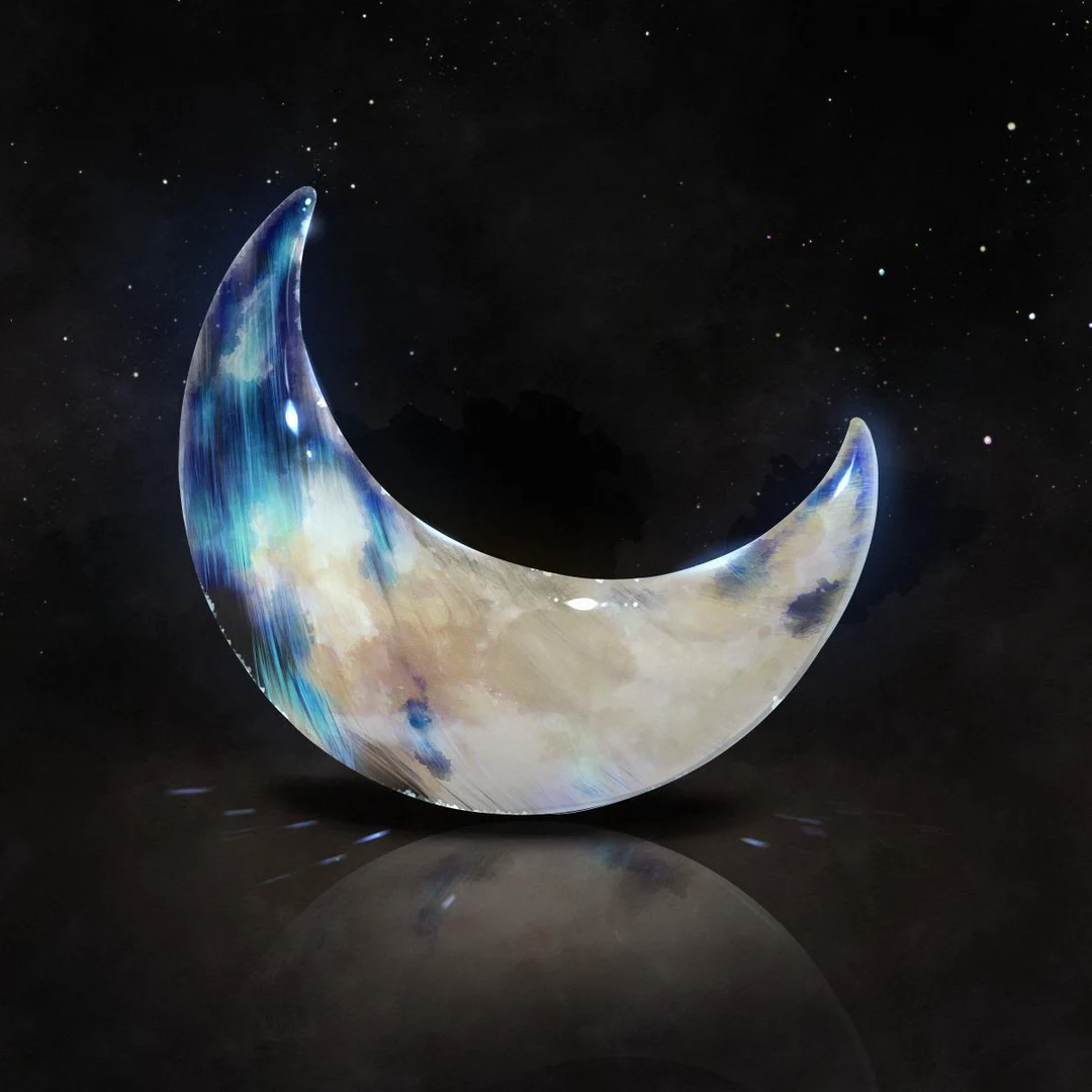 crescent moon stone, me , digital, 2023 | Scrolller