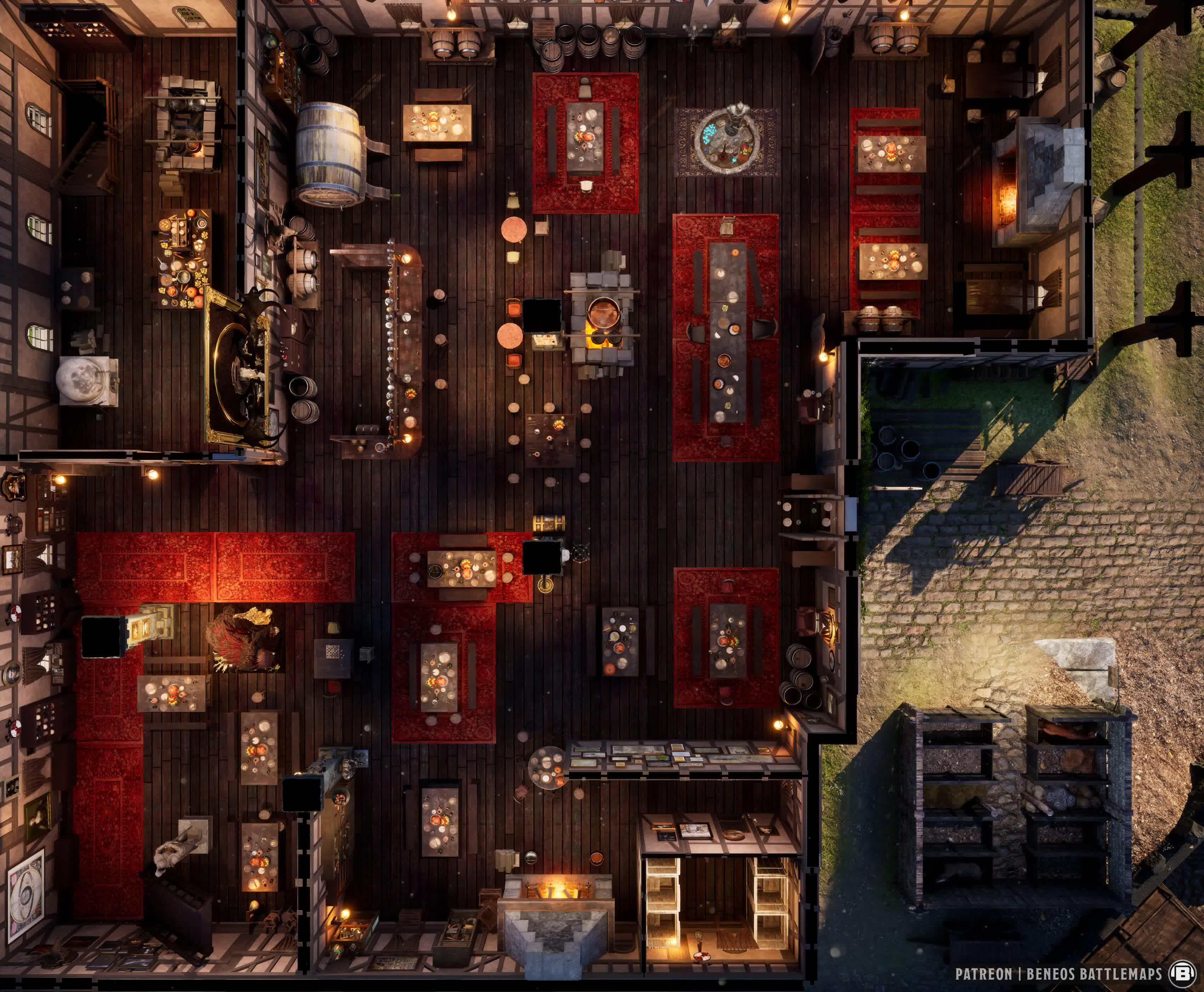 Antlers Tavern 1F | [Animated Battlemap] [32x32] [120px per Square] [Gridless] [3D Rendered ...