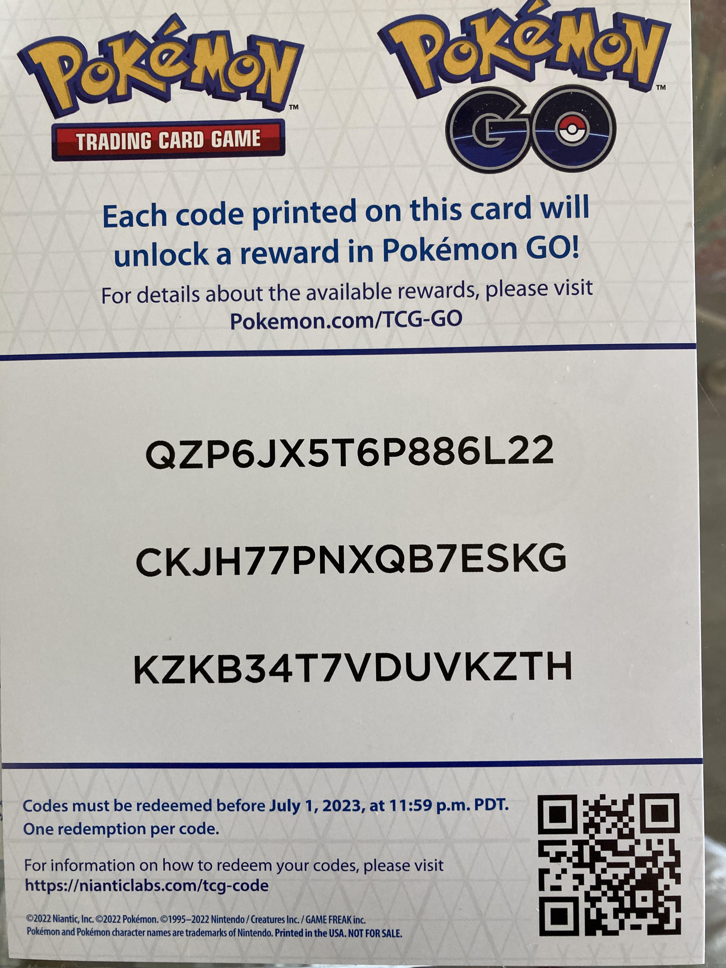 Free PoGo Item/Sticker Codes from recent TCG merch. | Scrolller