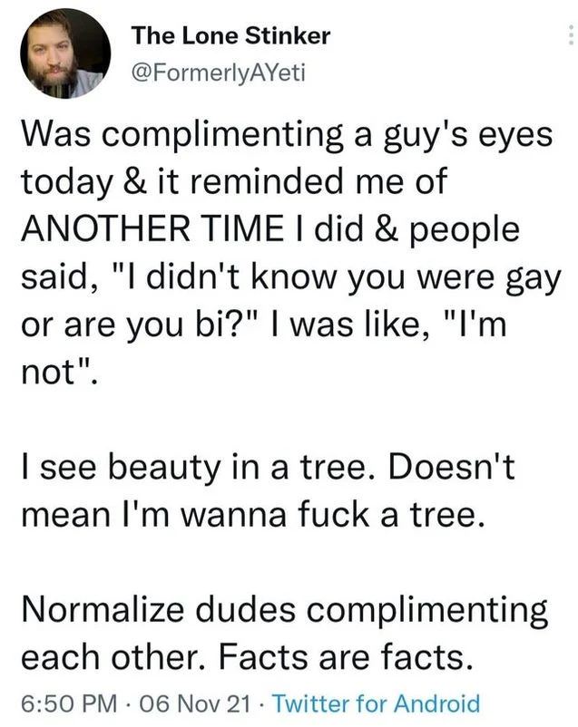Normalize men complementing other men. | Scrolller