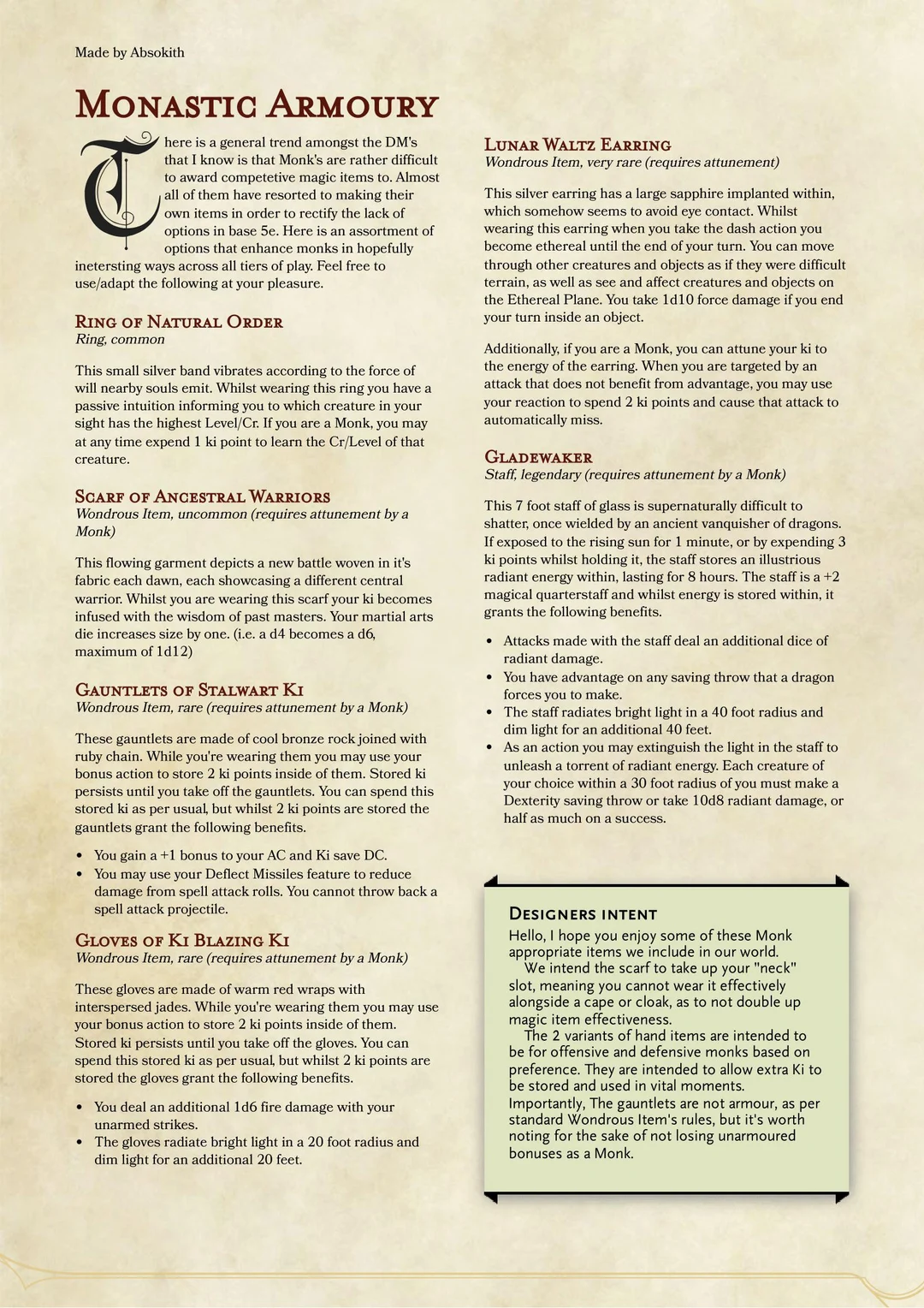 Monastic armory, extended monk item options | Scrolller